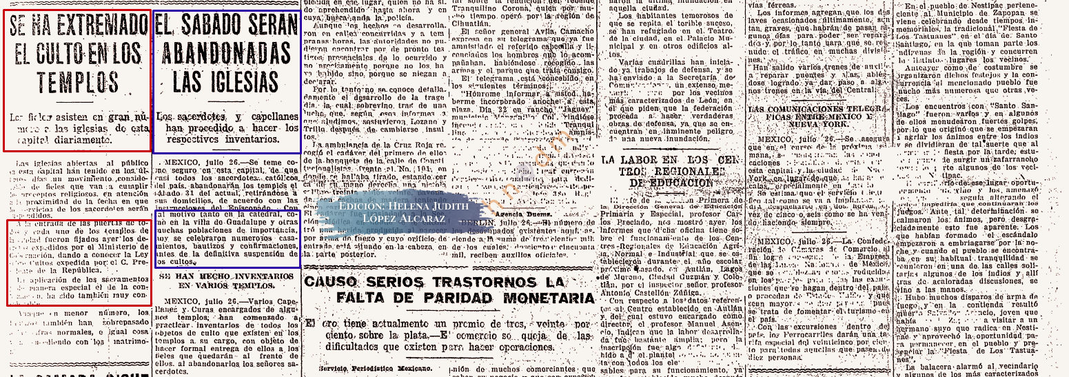 «Ley Calles» y suspensión de cultos en toda la República: Carta ...